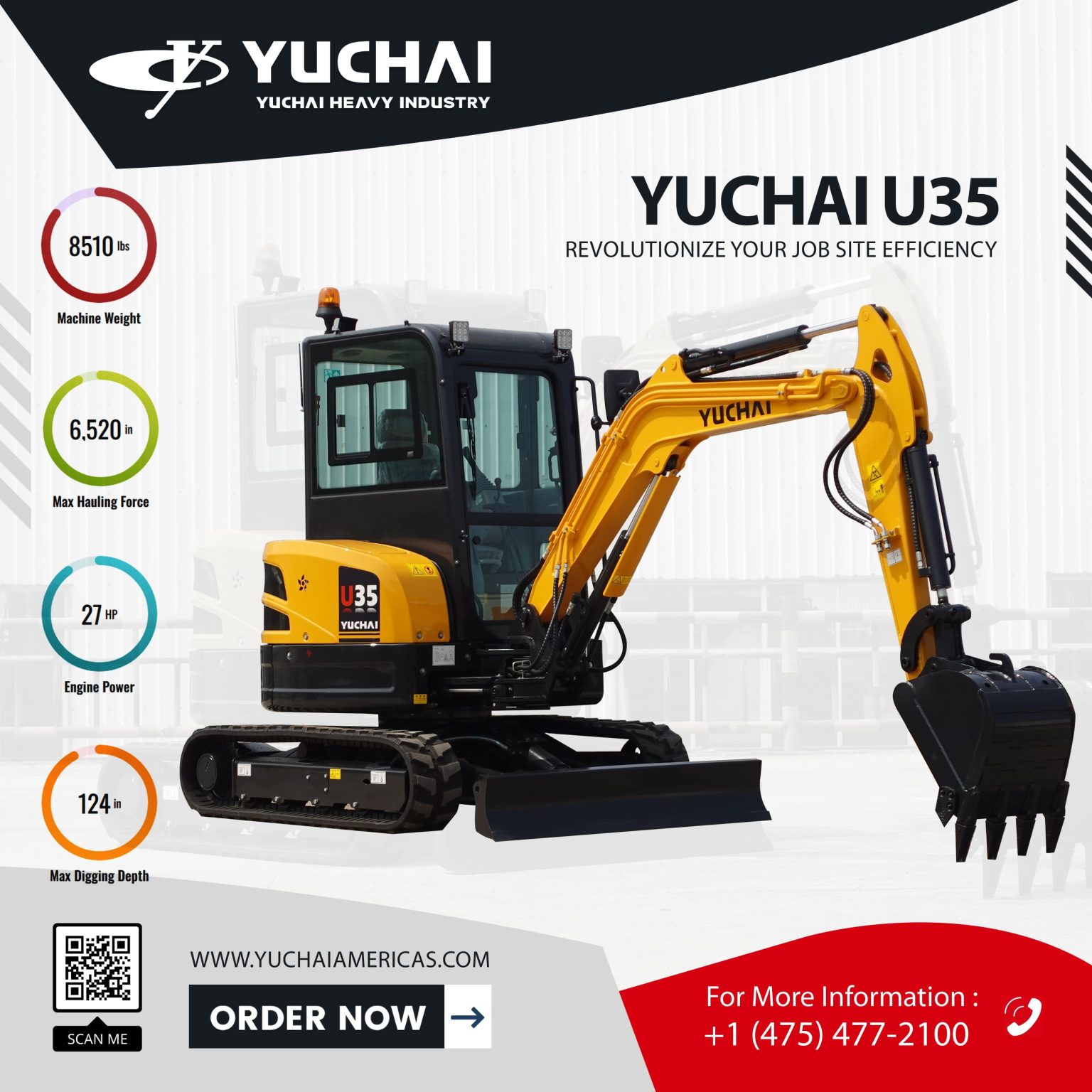 Yuchai U35 - Tailless Excavator - Yuchai Americas